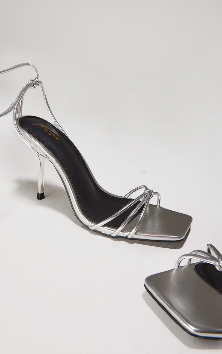 Wide Fit Silver High Stiletto Heeled Sandals | Footwear ...