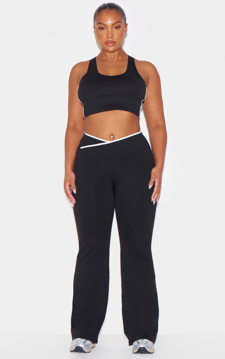 Black Sculpt Double Layer Padded Contrast Binding Bra | Athleisure ...