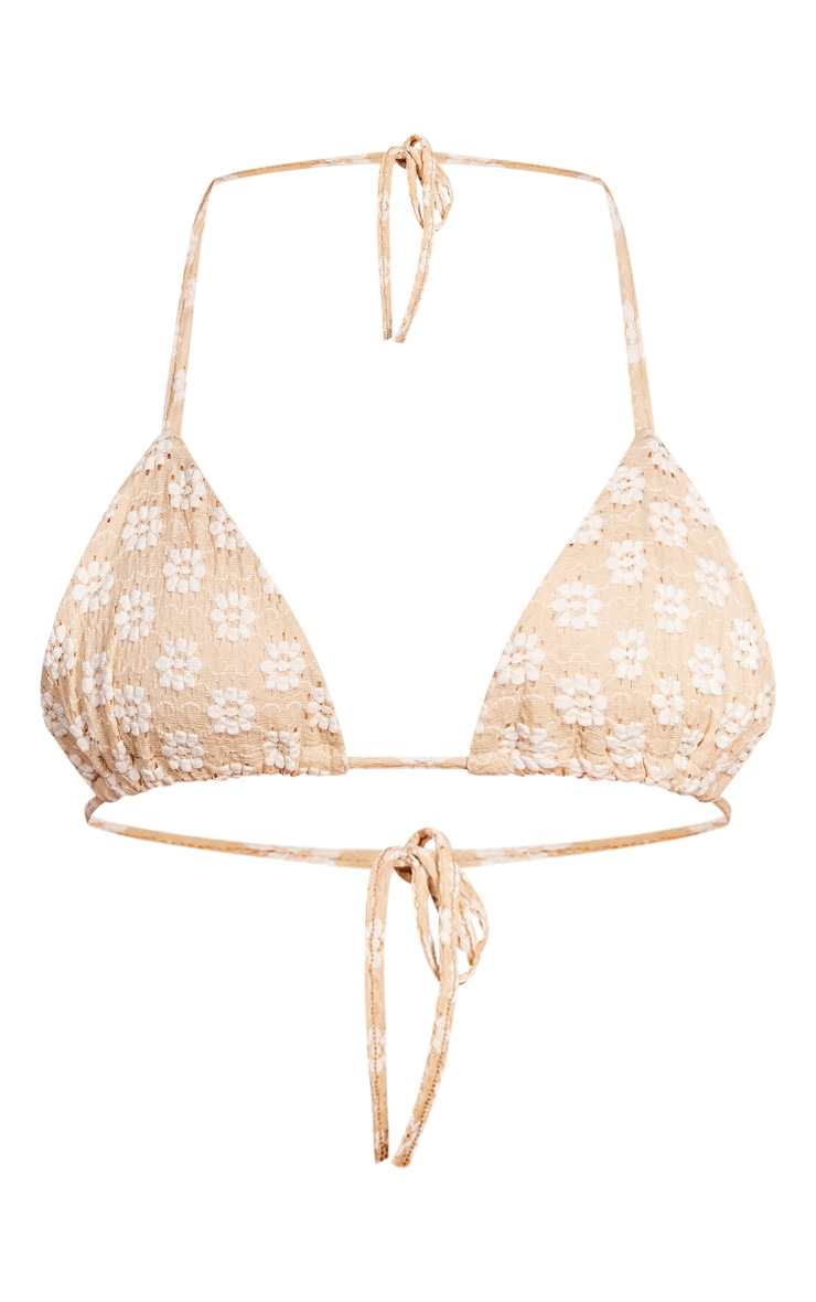 Stone Flower Crochet Triangle Bikini Top | Swimwear | PrettyLittleThing KSA