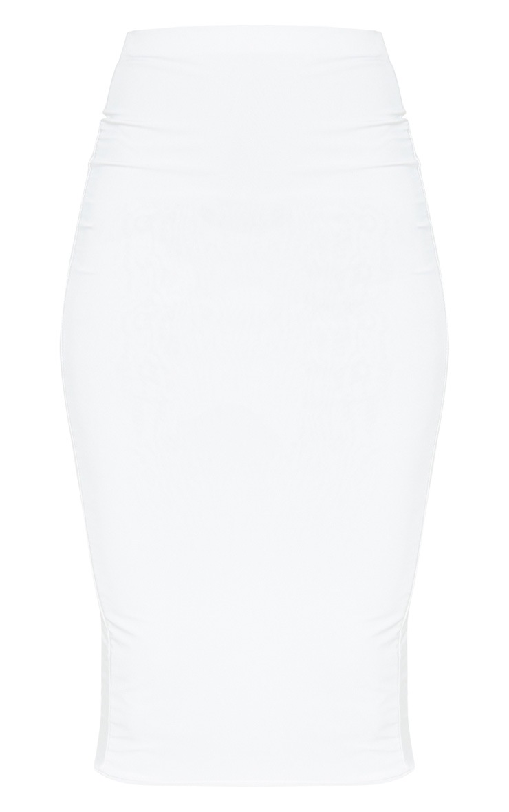 Aidy White Slinky Long Line Midi Skirt | PrettyLittleThing USA