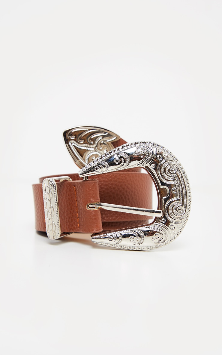 Tan Western Stud Belt | Accessories | PrettyLittleThing