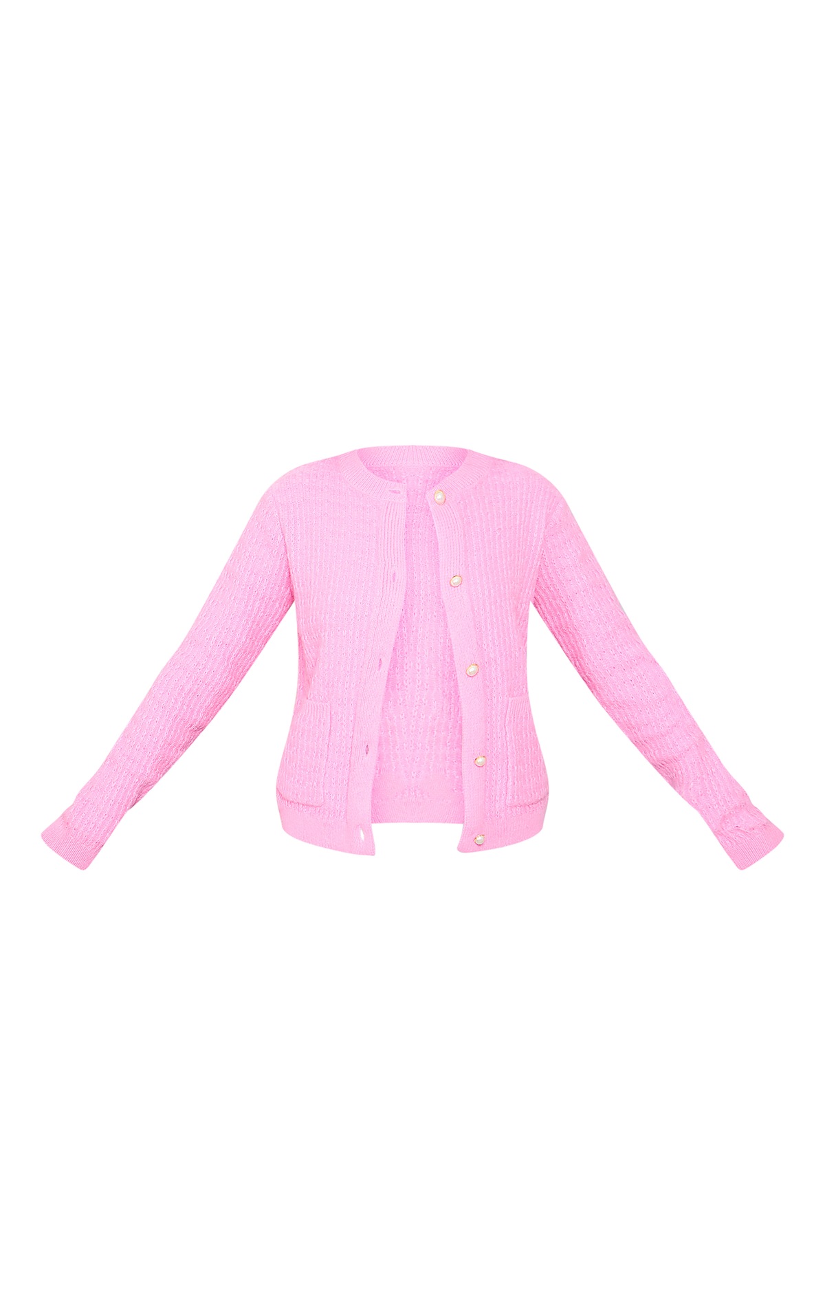 Tall Pink Pearl Button Detail Knitted Cardigan | Tall | PLT