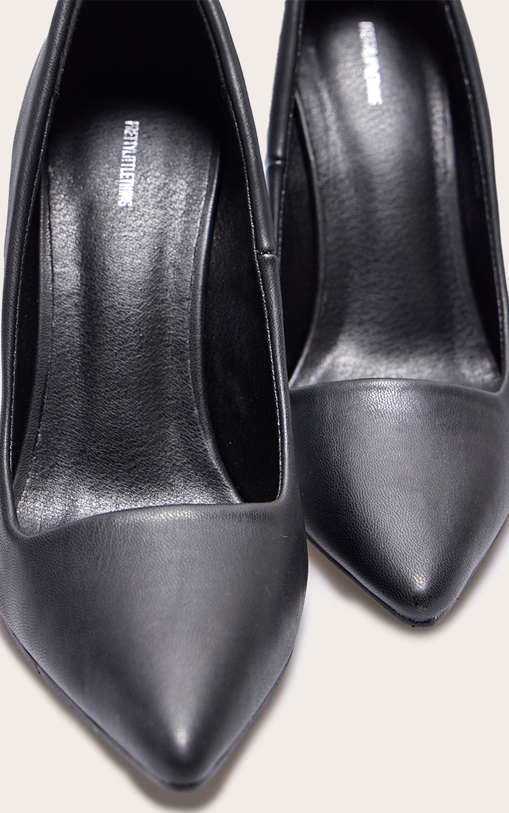 Black Matte Pu Point Toe High Heeled Courts | Footwear | PLT