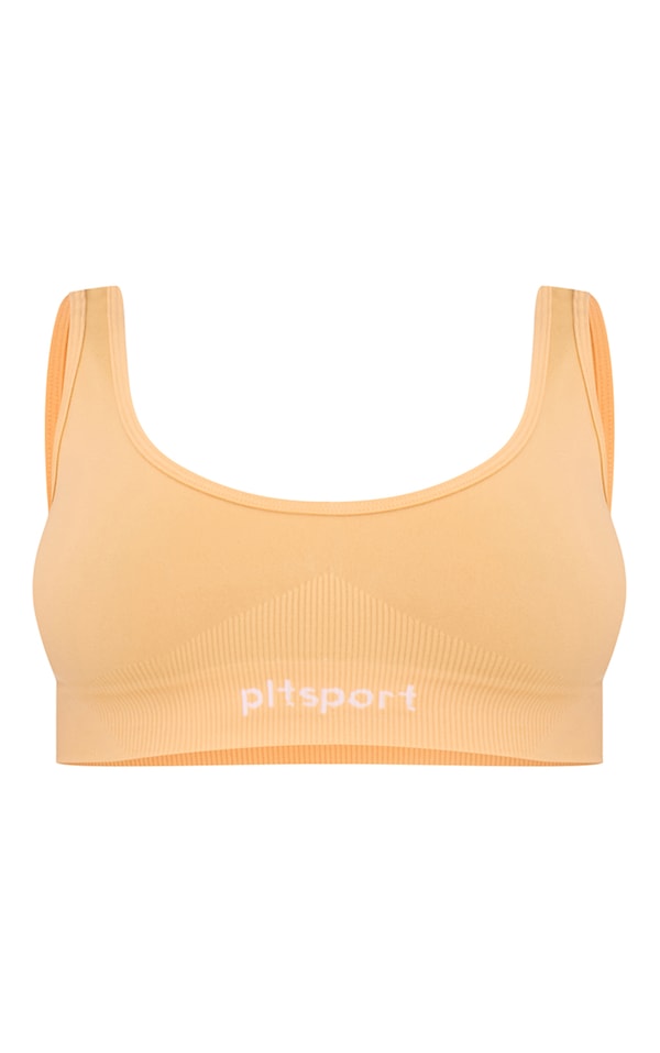 PLT Sport Peach Seamless Rib Panel Sports Bra | Athleisure | PLT USA