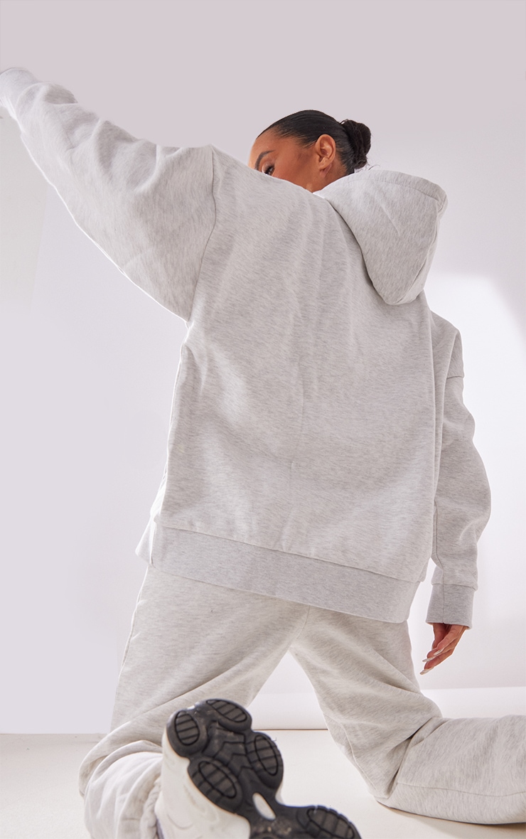 PLT Label Ash Grey Oversized Hoodie | Sweat | PrettyLittleThing AUS