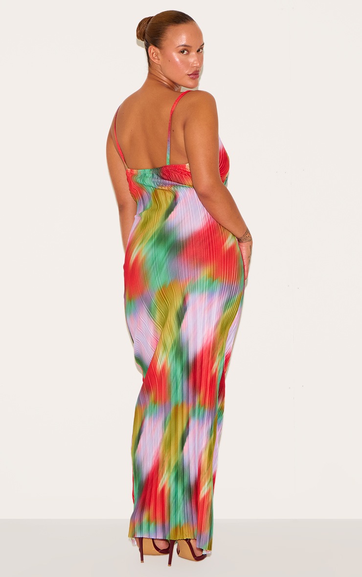 Plus Multi Printed Plisse Cowl Neck Maxi Dress | Plus Size | PrettyLittleThing CA