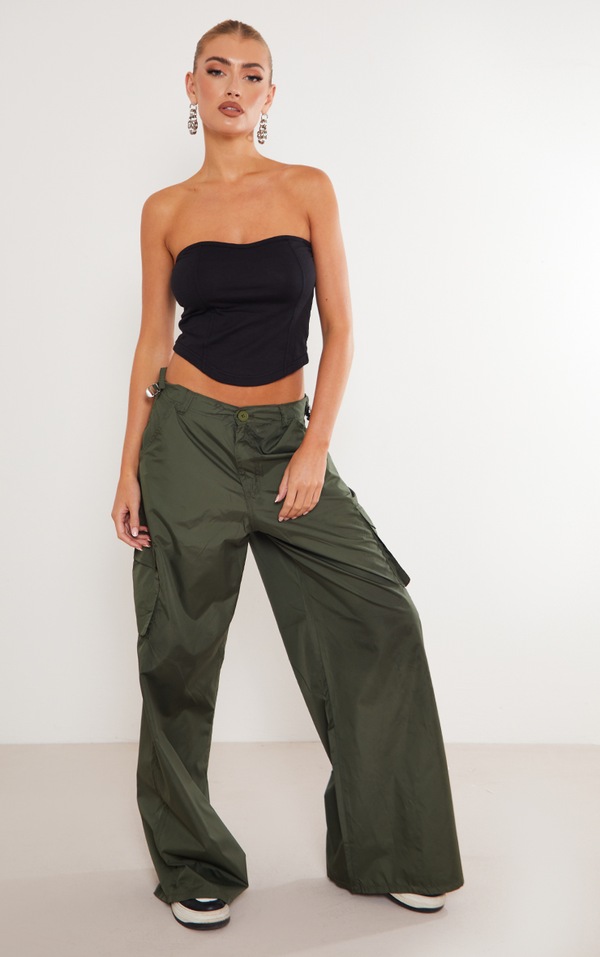 Black Jersey Tonal Bust Stitch Crop Top | Tops | PrettyLittleThing USA