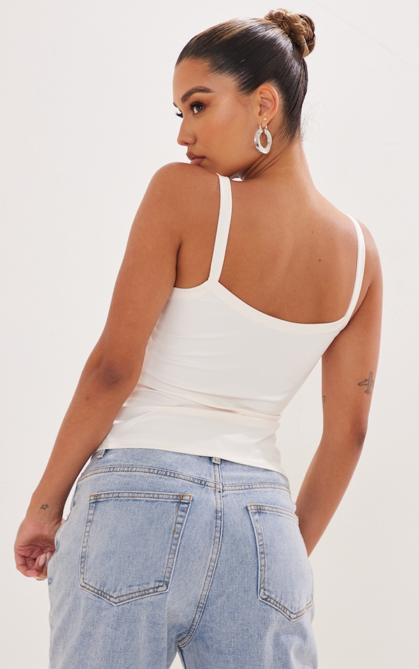 Cream Faux Leather Cami Top | Tops | PrettyLittleThing USA