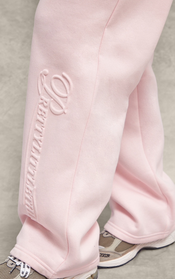 PLT Baby Pink Embossed Graphic Straight Leg Jogger | Athleisure | PLT