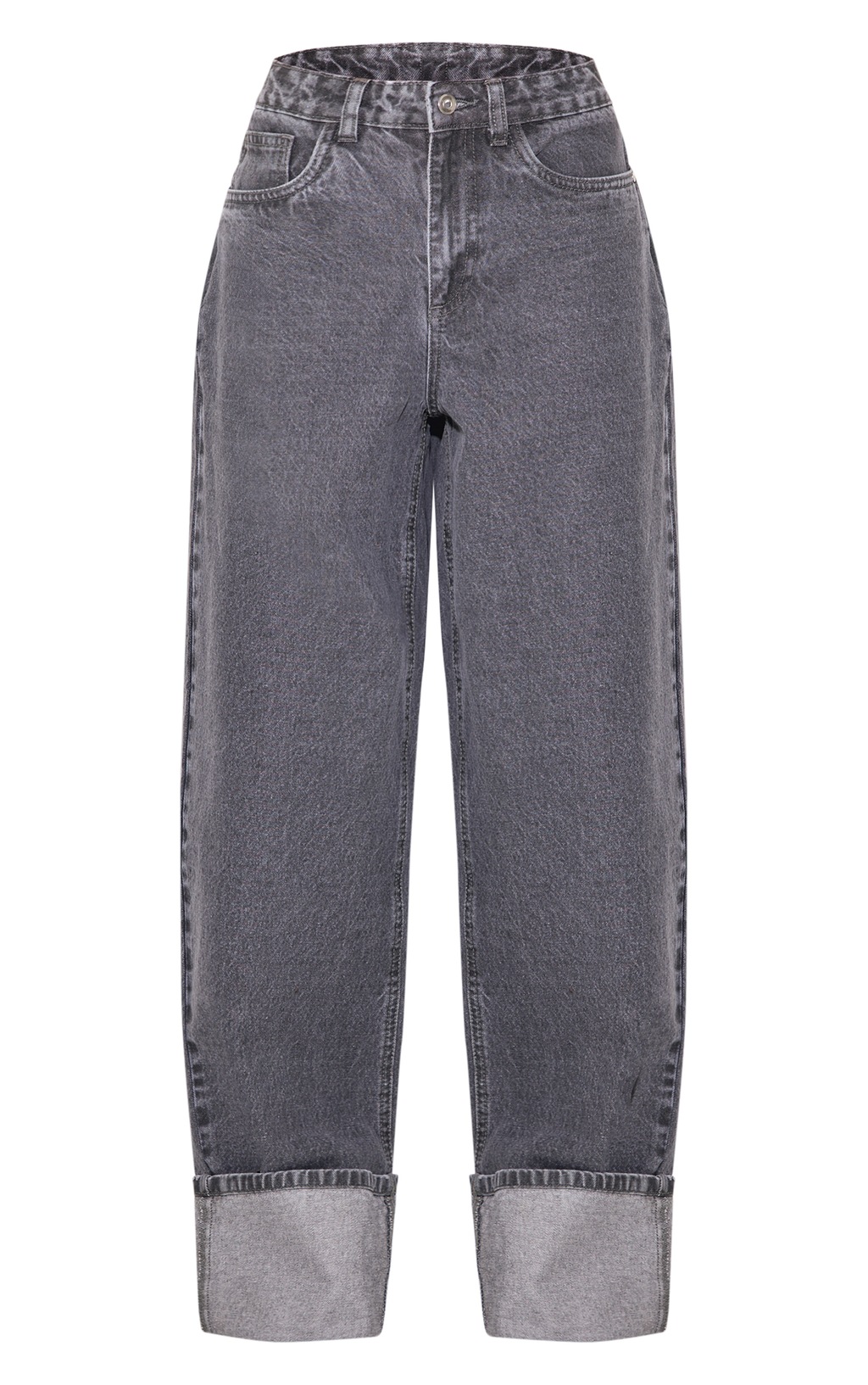 Grey High Waist Turn Up Leg Jeans | Denim | PrettyLittleThing USA