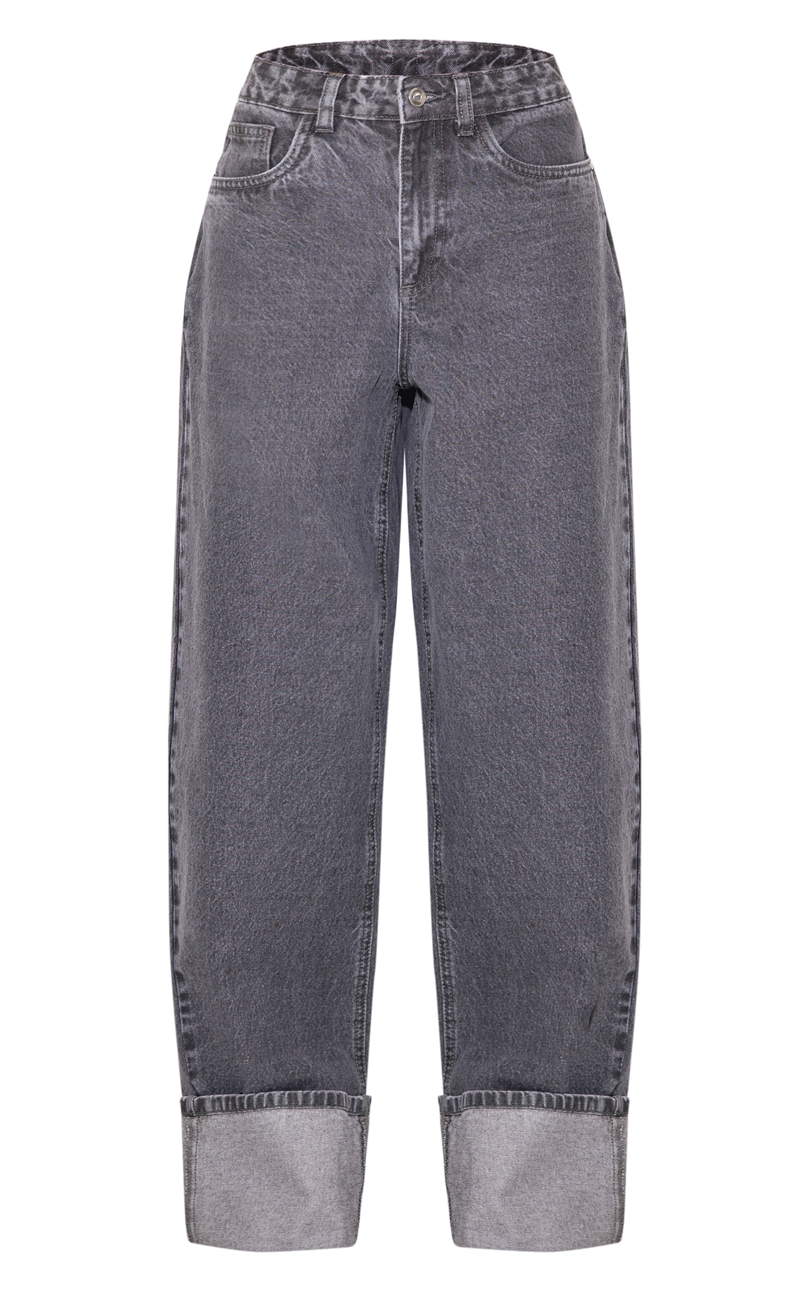 Grey High Waist Turn Up Leg Jeans | Denim | PrettyLittleThing USA