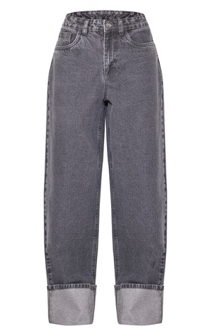 Grey High Waist Turn Up Leg Jeans | Denim | PrettyLittleThing USA