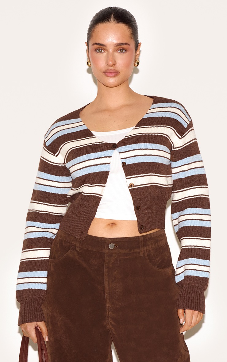 Shape Chocolate Knit Stripped Front Cardigan | Shape ...
