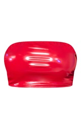 Red Vinyl Bandeau Top | Two Piece Sets | PrettyLittleThing USA