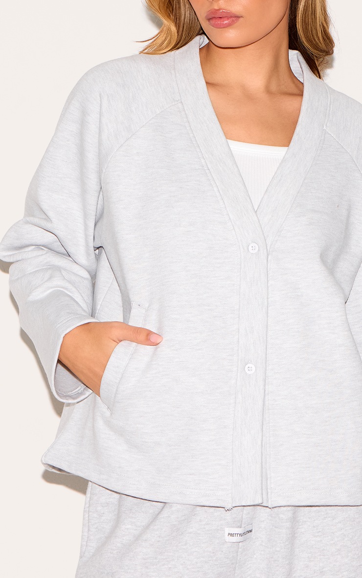 Ash Grey Premium Boxy Sweat Cardigan | Athleisure | PLT USA