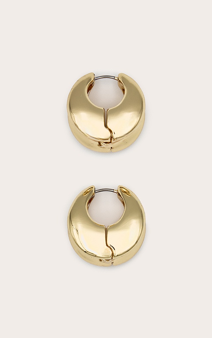 Gold Chunky Clasp Beveled Hoop Earrings | Accessories | PLT