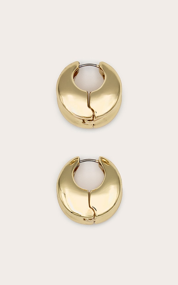 Gold Chunky Clasp Beveled Hoop Earrings | Accessories ...