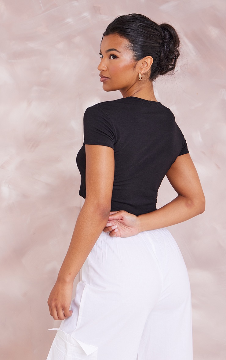 Black Iconically Hot Print Fitted Crop T-shirt | Tops | PLT