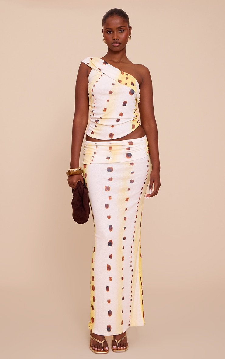 Cream Shell Onion Skin Ruched Side Asymmetric Top | Co-ords | PLT