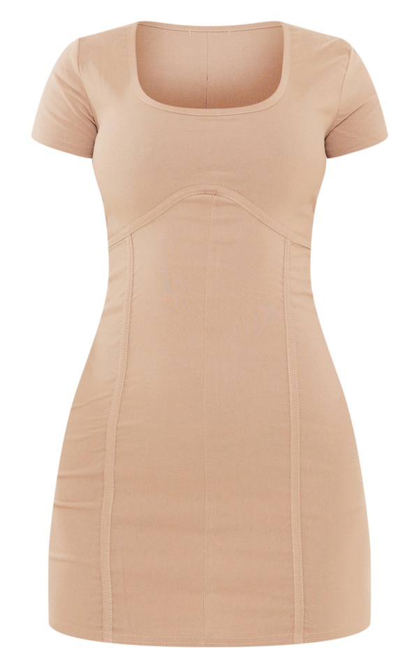 Stone Stretch Woven Binding Detail Bodycon Dress | Dresses | PLT
