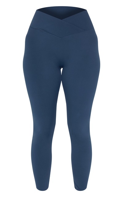 Midnight Blue Sculpt Wrap Waist Gym Leggings | Activewear ...