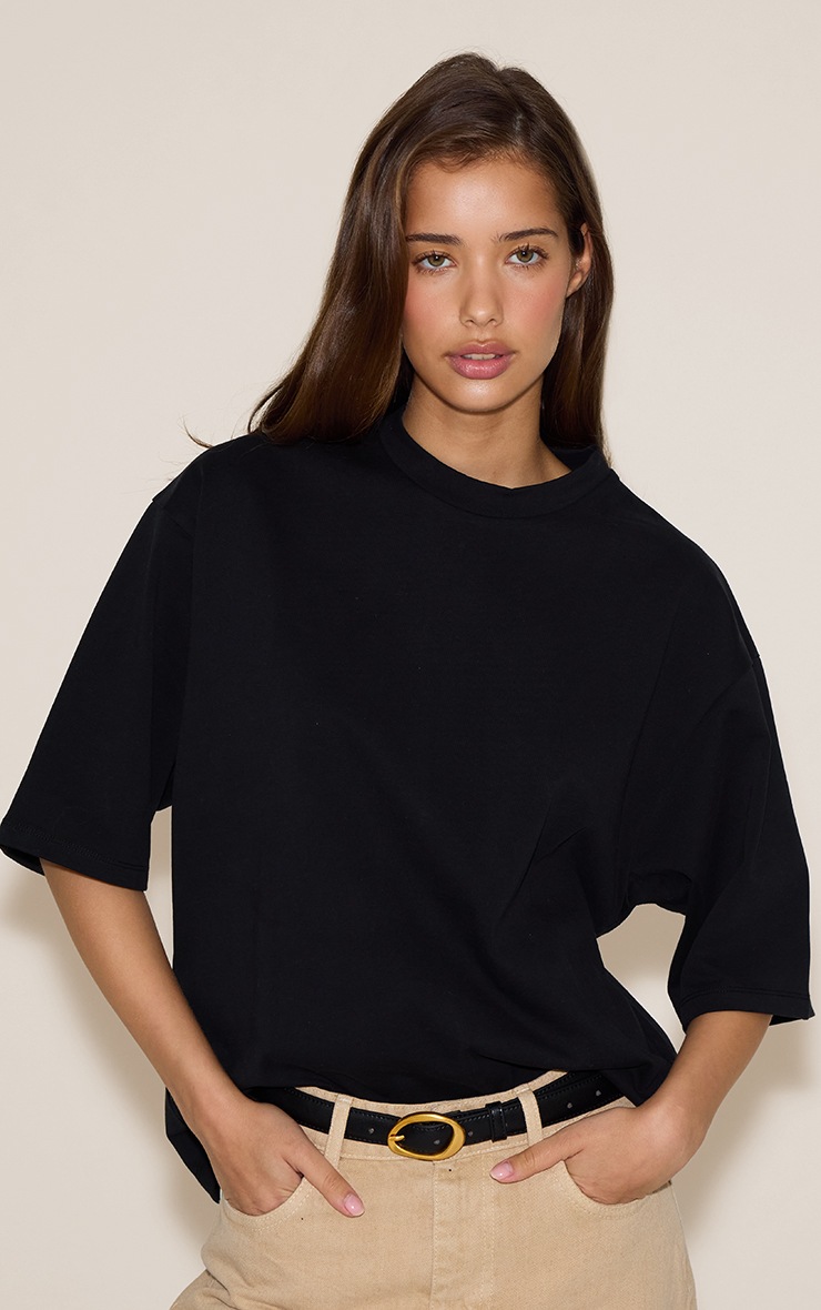 Black Oversized Boxy T Shirt | Tops | PLT