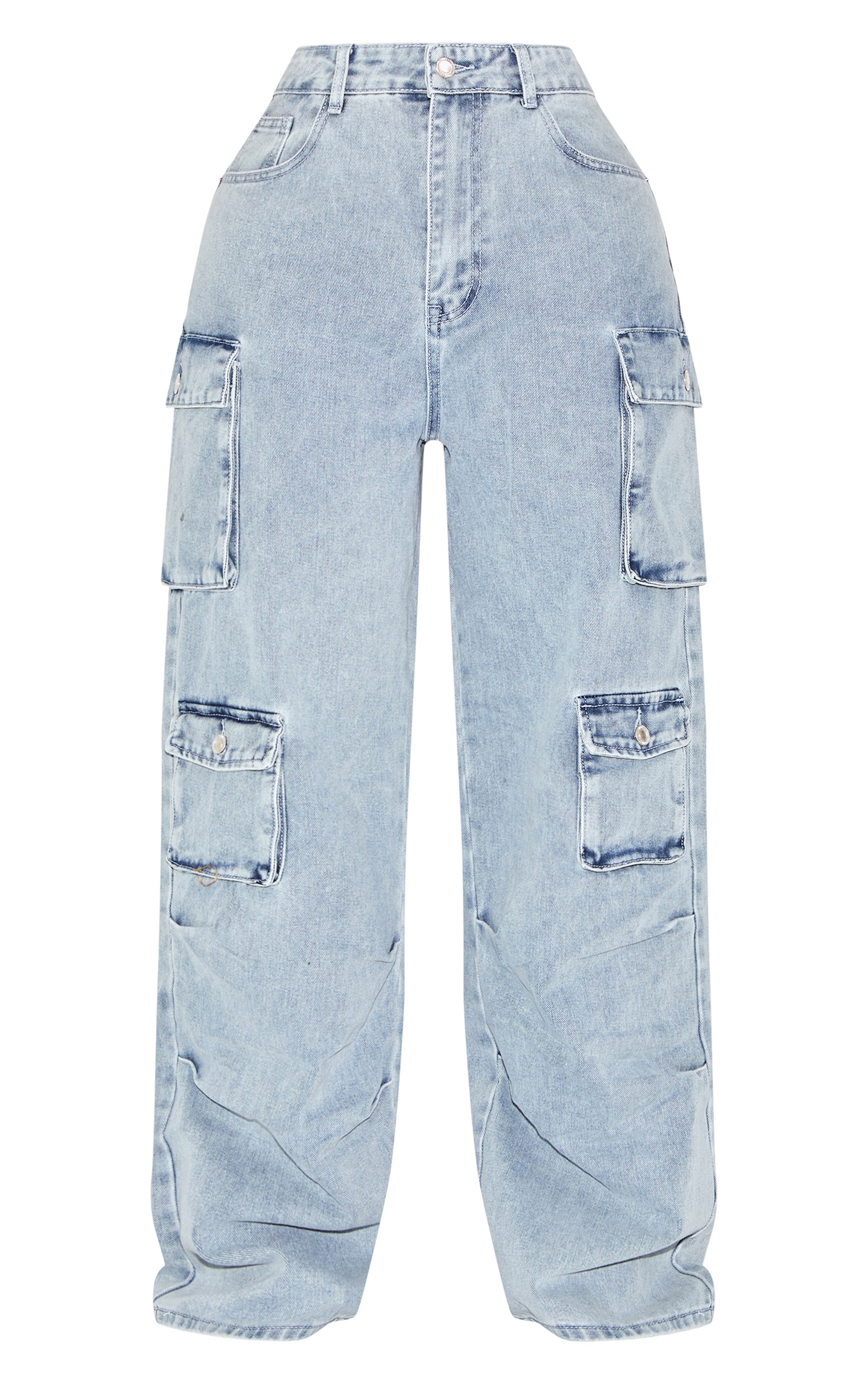Shape Light Blue Wash Denim Pocket Cargo Jeans | Shape | PLT