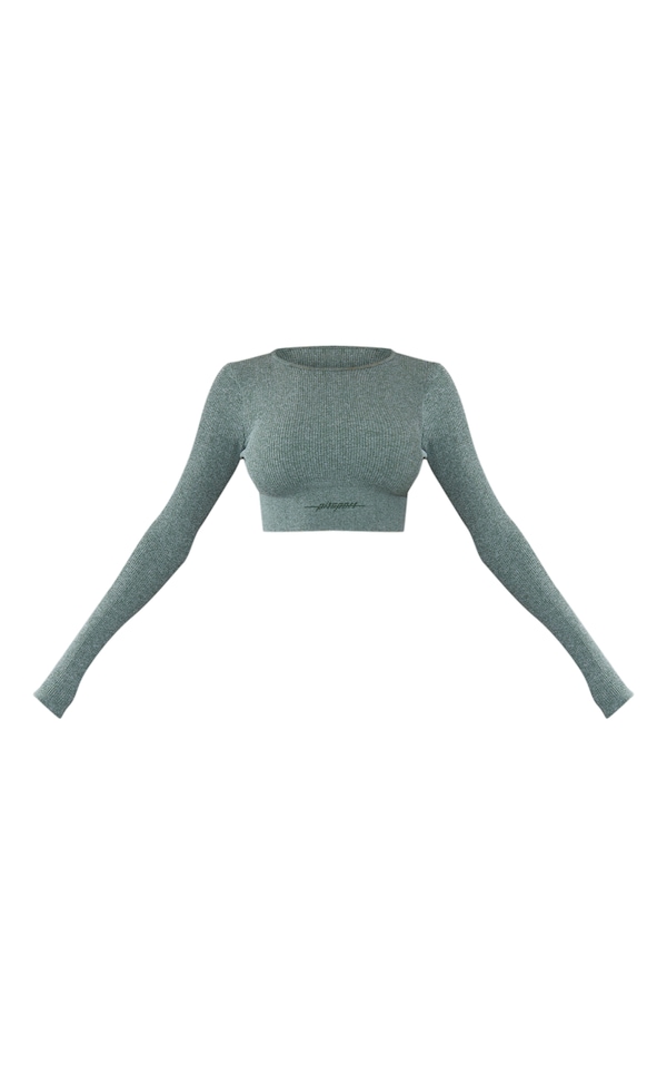 PLT Green Sport Seamless Marl Long Sleeve Top | Athleisure ...