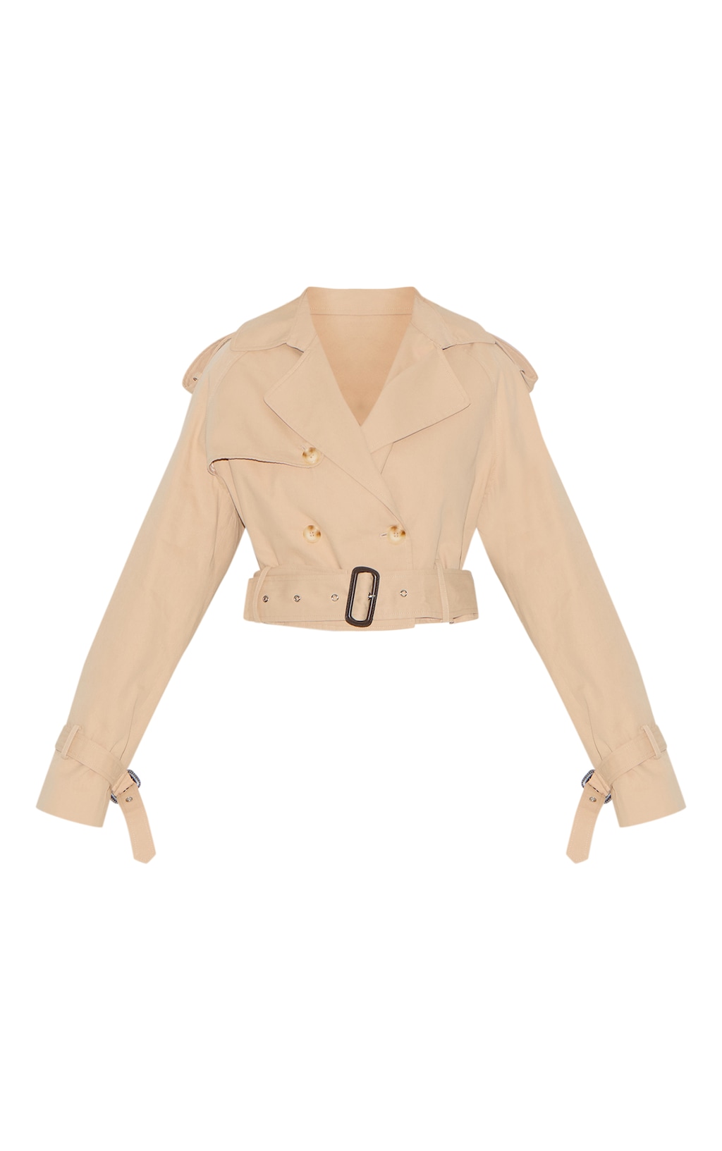 Beige Cropped Belted Hem Trench Coat | Outerwear | PLT