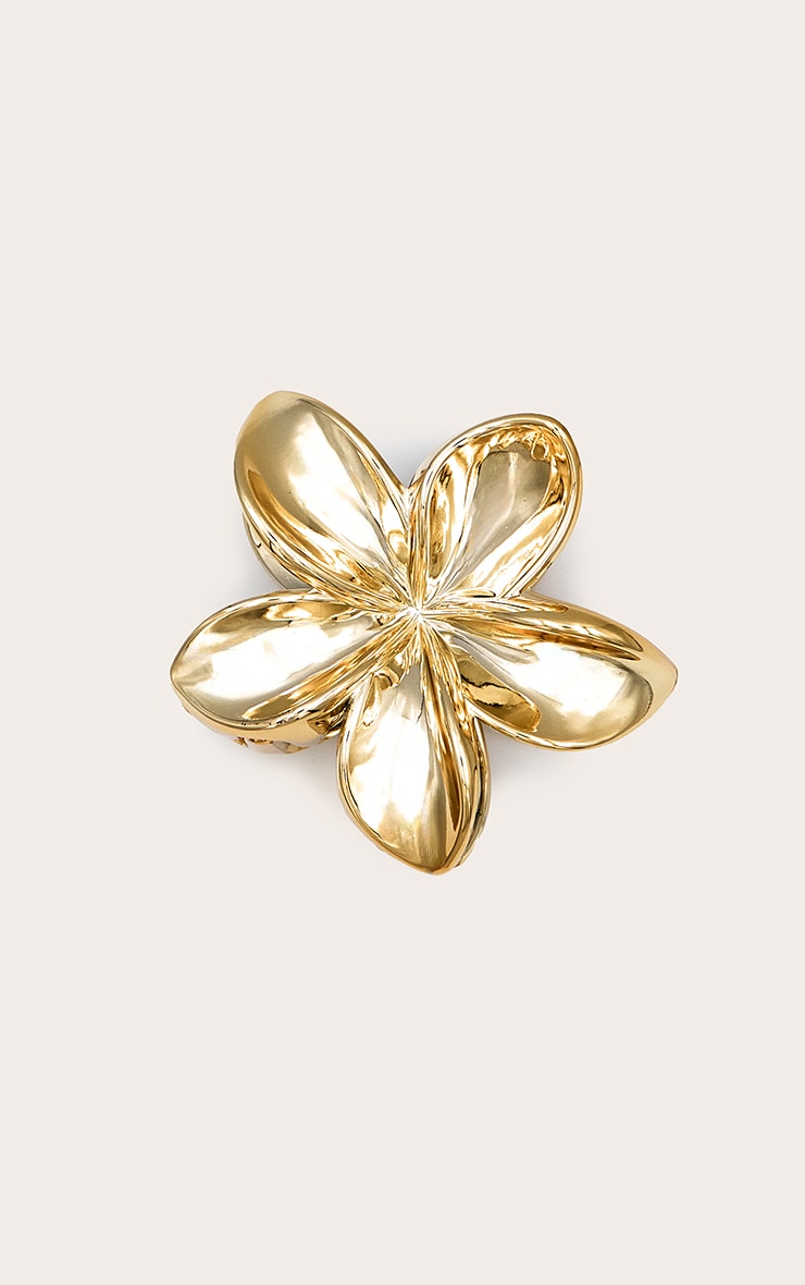 Gold Metallic Flower Hair Claw | Accessories | PrettyLittleThing AUS