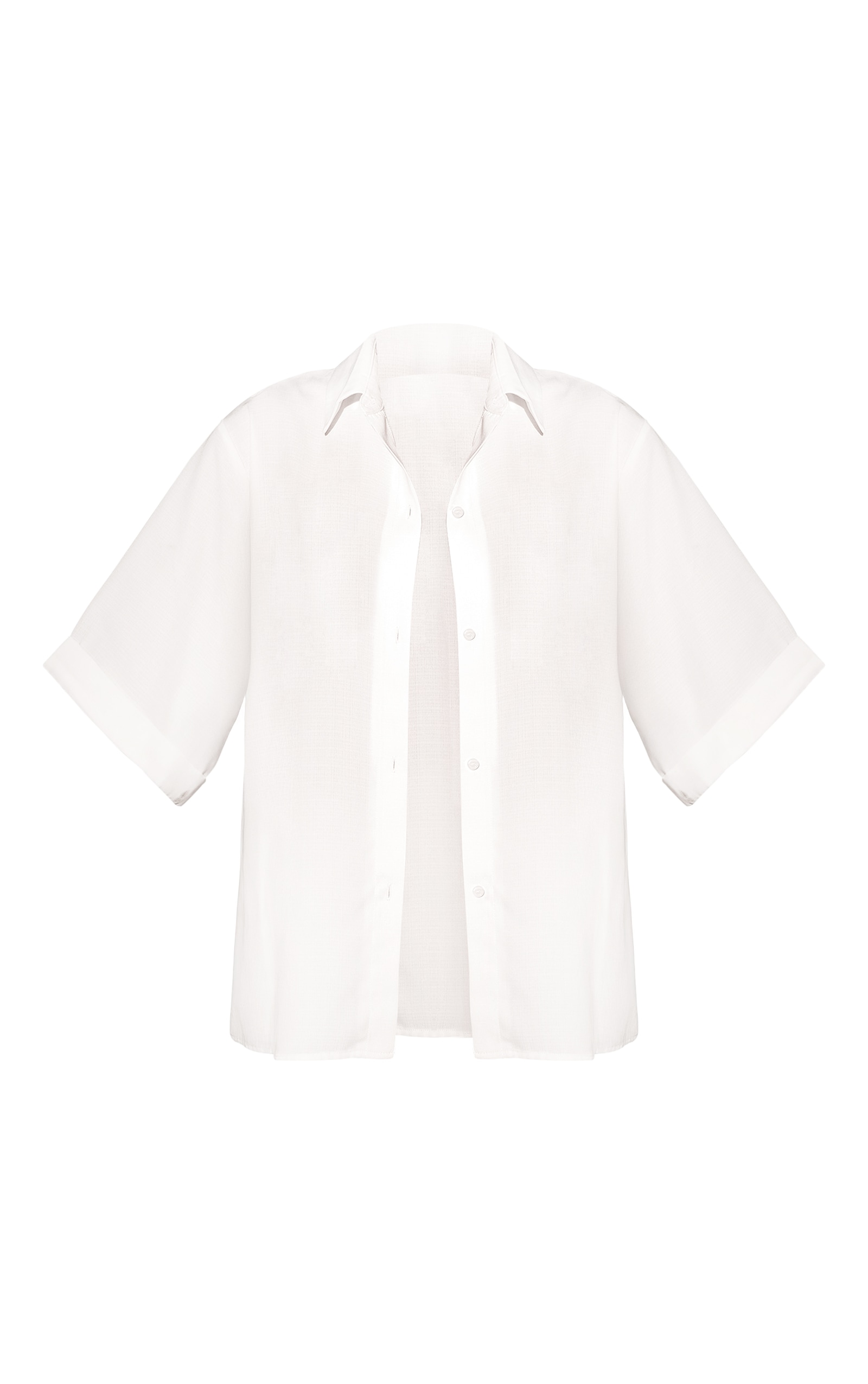 White Linen Look Drop Shoulder Beach Shirt | Swimwear | PLT IRE