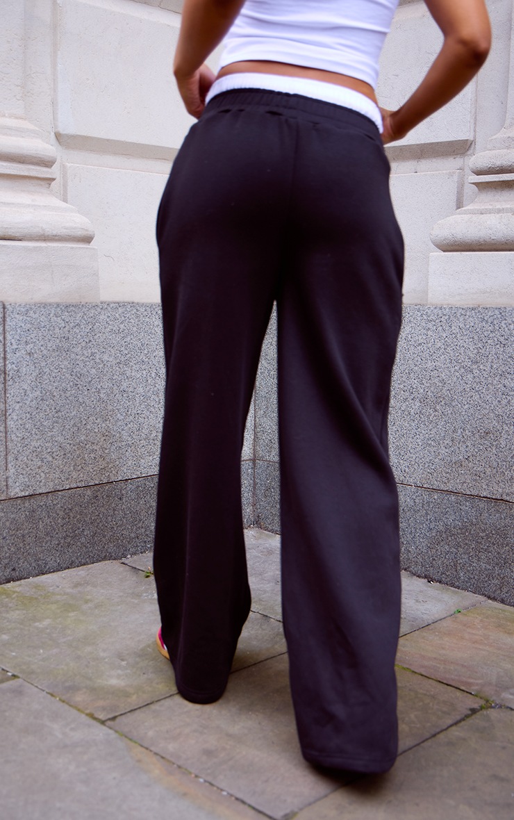 Black Boxer Waistband Wide Leg Sweat Sweatpants | Sweat ...