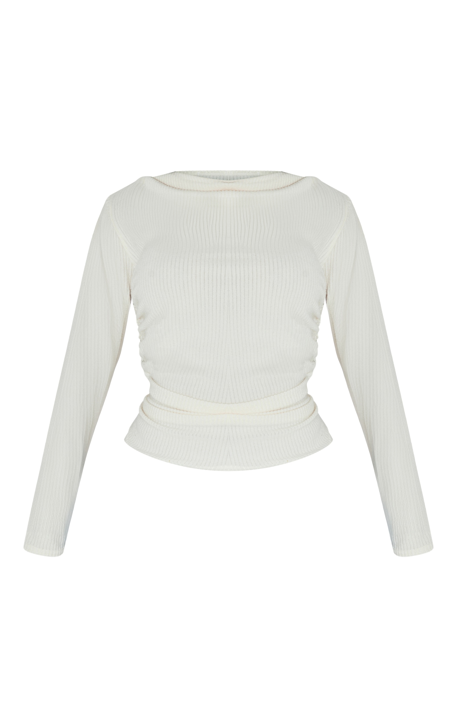 Shape Cream Rib Long Sleeve Asymmetrical Hem Top | Shape | PLT USA