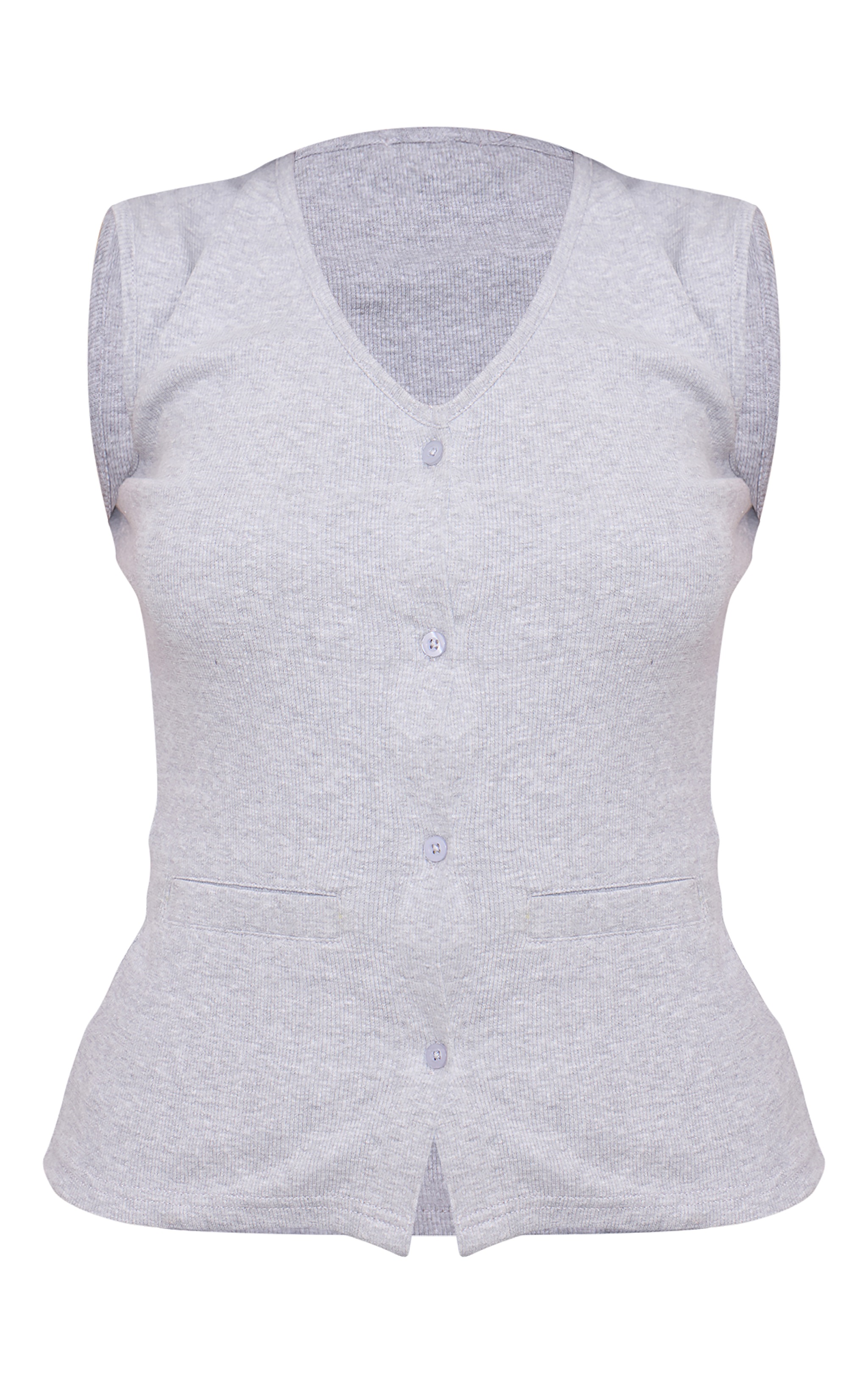 Grey Ribbed Knitted Sleeveless Vest | Tops | PrettyLittleThing USA