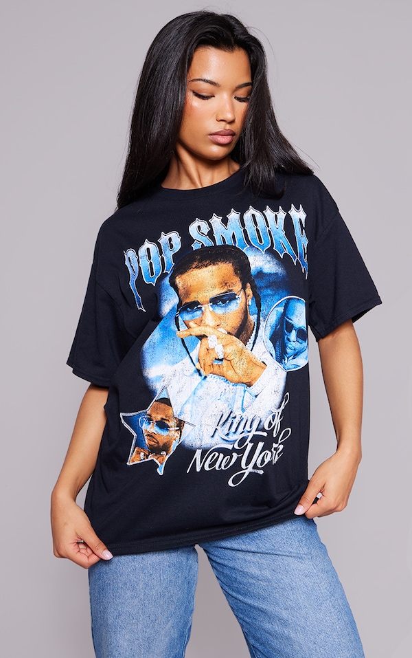 Black Pop Smoke Printed T Shirt | Tops | PLT