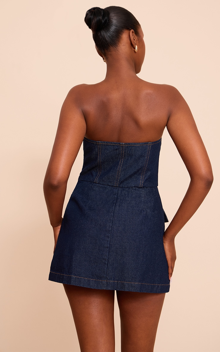 Indigo Strapless Structured A Line Mini Dress | Denim | PLT