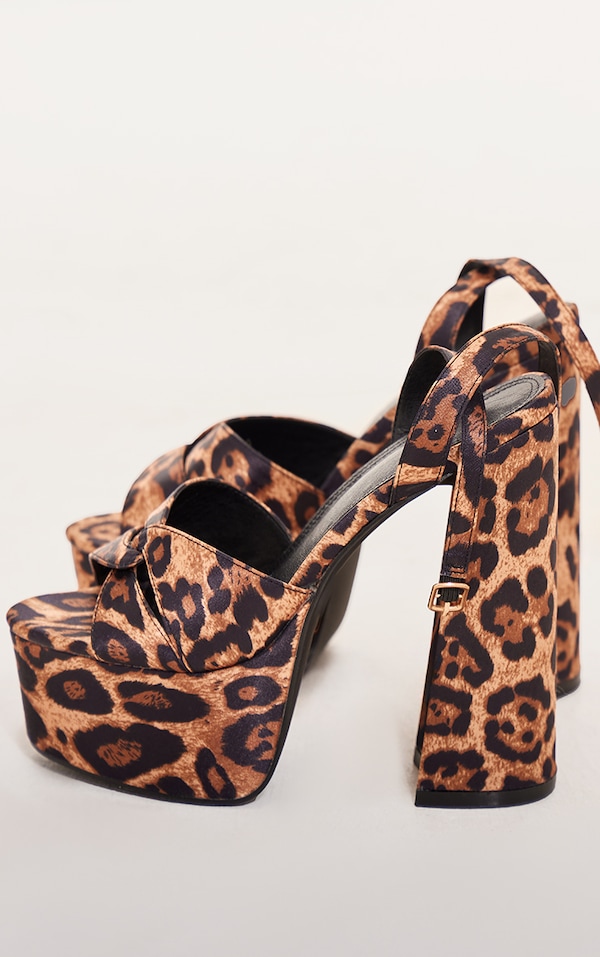 Leopard Platform Intertwined Block Heel Sandals | PrettyLittleThing IRE