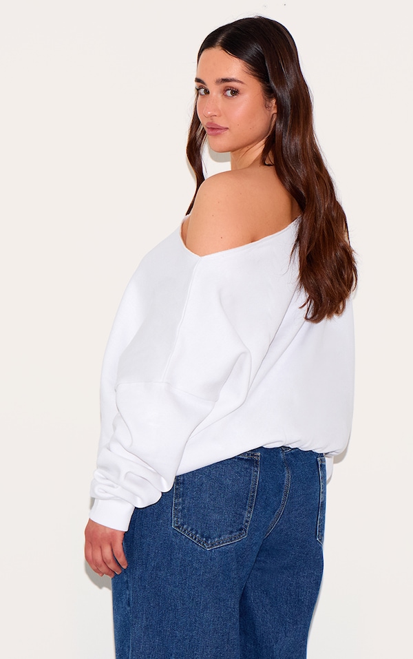 Shape White Sweat Raw Edge Slouch Sweatshirt | Shape | PrettyLittleThing