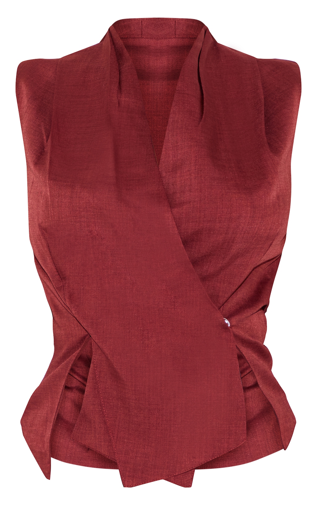 Shape Burgundy Tailored Wrap Front Vest | Shape | PrettyLittleThing USA