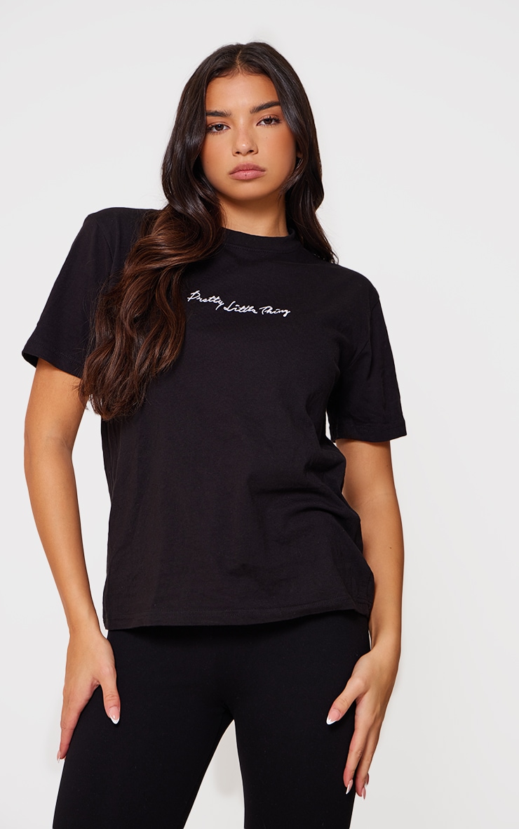 Prettylittlething Organic Black Oversized T-Shirt | PrettyLittleThing