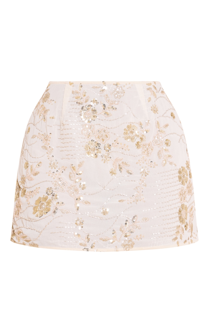 Shape Nude Floral Sequin Mini Skirt | Shape | PLT CA