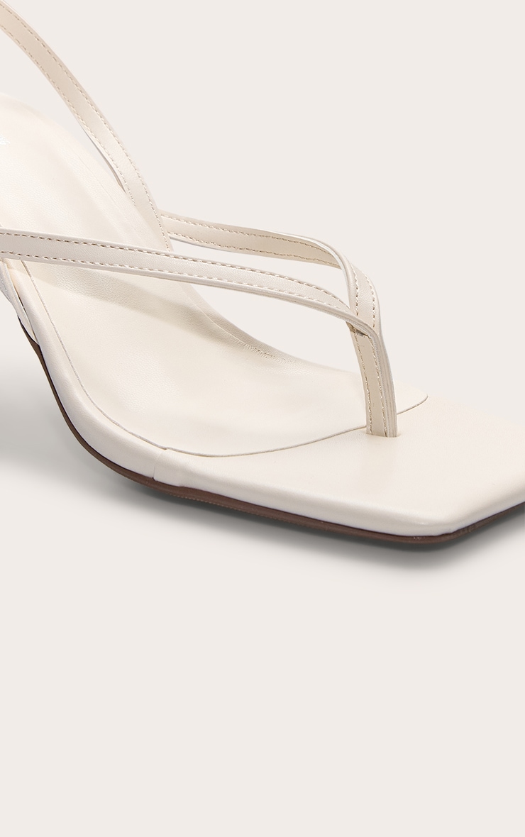 Cream Thong Sling Back Mid Heeled Sandals | Footwear | PLT