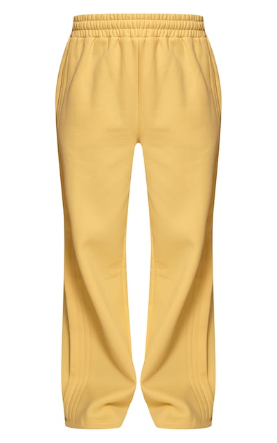 Butter Yellow Wide Leg Pleated Detail Sweatpants | Athleisure | PLT USA