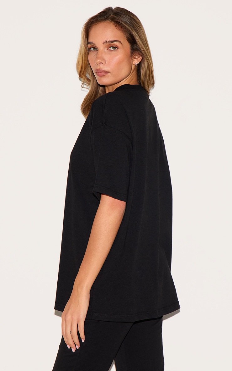 PRETTYLITTLETHING Black Print Oversize T Shirt | Co-ords | PrettyLittleThing USA