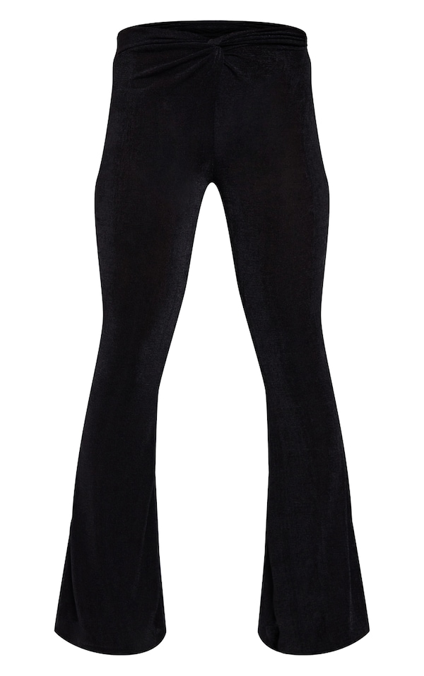 Black Slinky Acetate Twist Front Flares | Bottoms | PLT