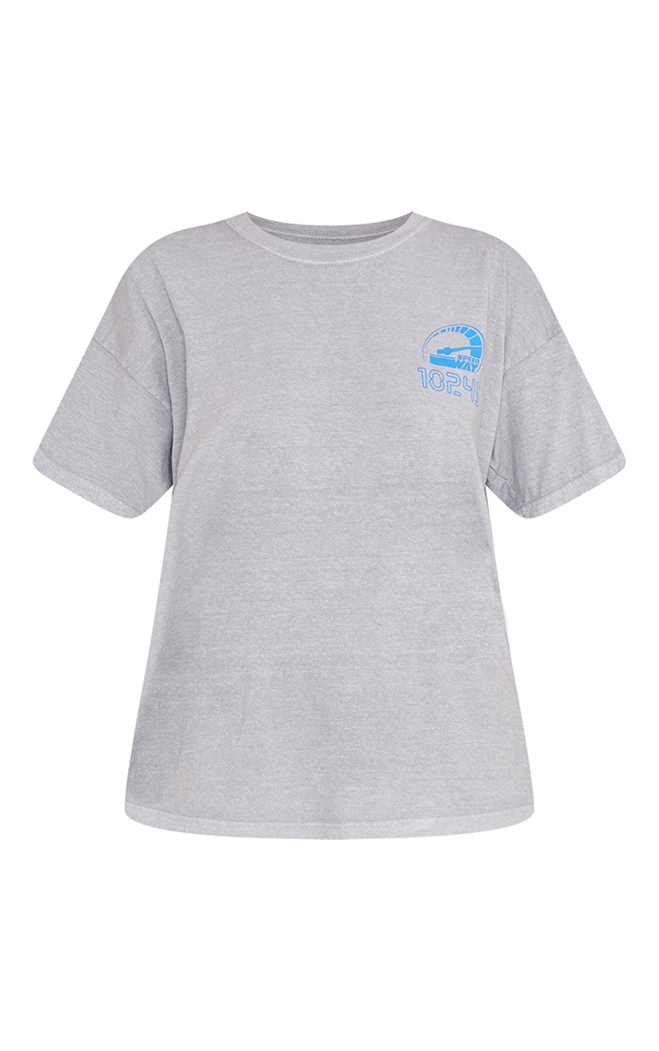Ash Grey Speedway Front And Back Print Washed T Shirt ...