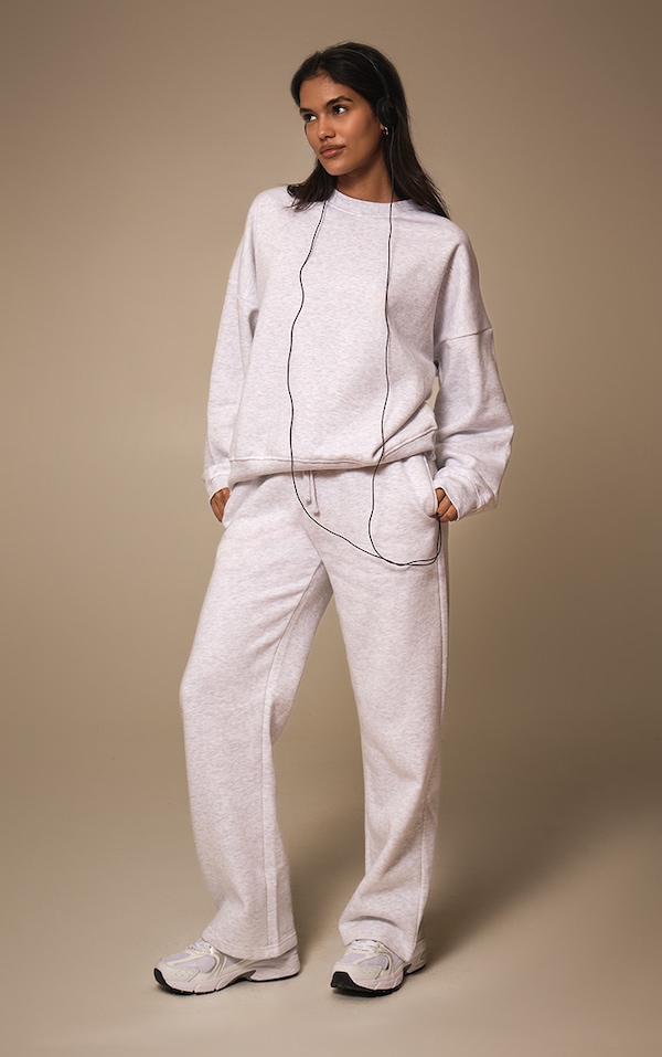 Light Grey Oversized Sweatshirt Tracksuit Set | Athleisure ...
