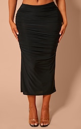 Shape Black Slinky Ruched Side Midaxi Skirt | Shape | PLT