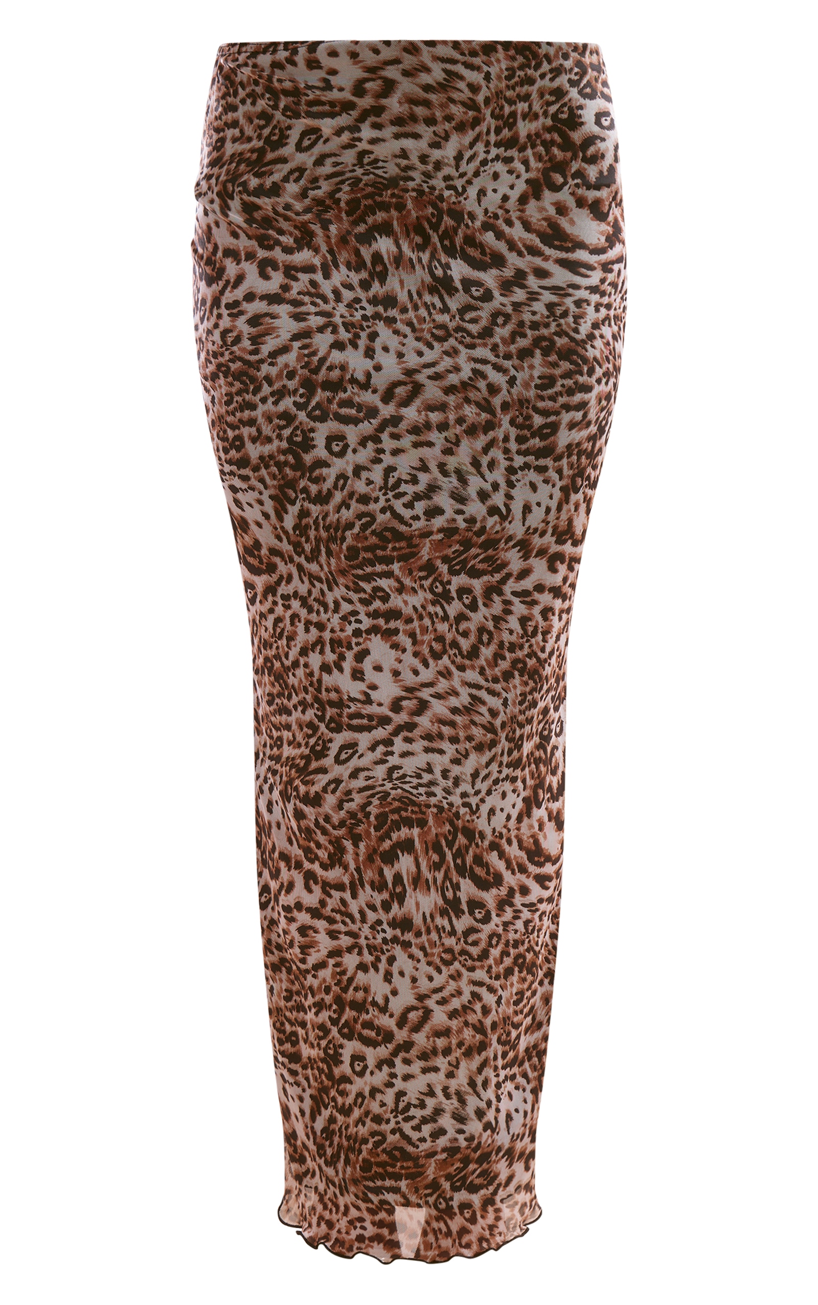 Brown Leopard Print Mesh Low Rise Midaxi Skirt | Co-ords ...