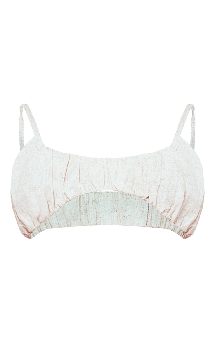 Shape Stone Linen Look Ruched Bralet | Shape | PrettyLittleThing QA